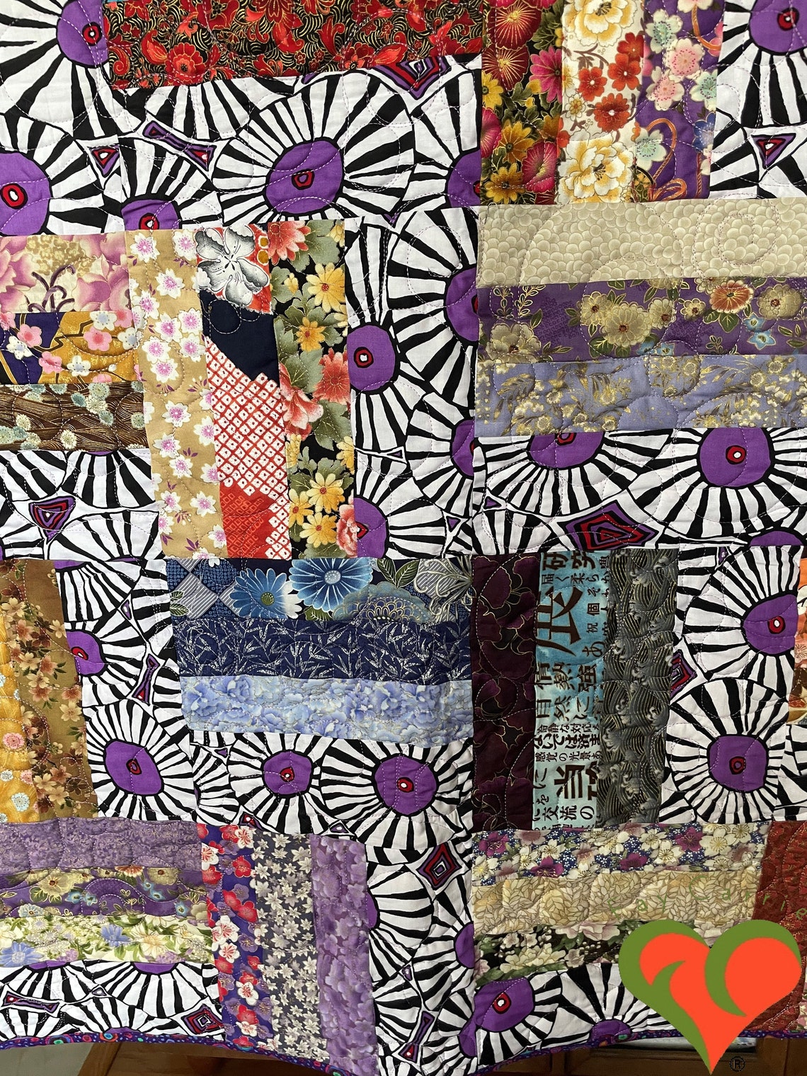 Asian Themed & Kaffe Fassett Quilt-comfort Quilt-throw Quilt-twin Bed ...