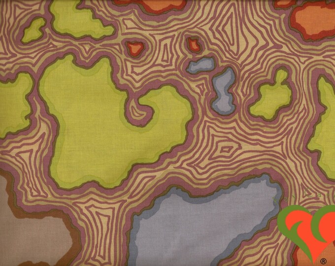 Kaffe Fassett Map Brown Fabric GP120. Fat Quarter. Extremely Rare. HTF ...