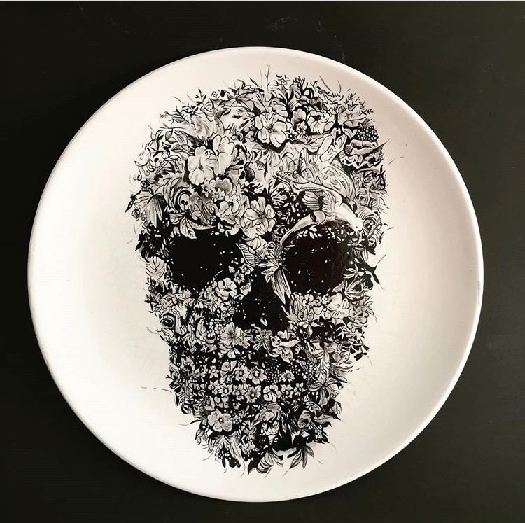 Skull and Psyche Hand Painted Plate // Ceramic Dishware // - Etsy