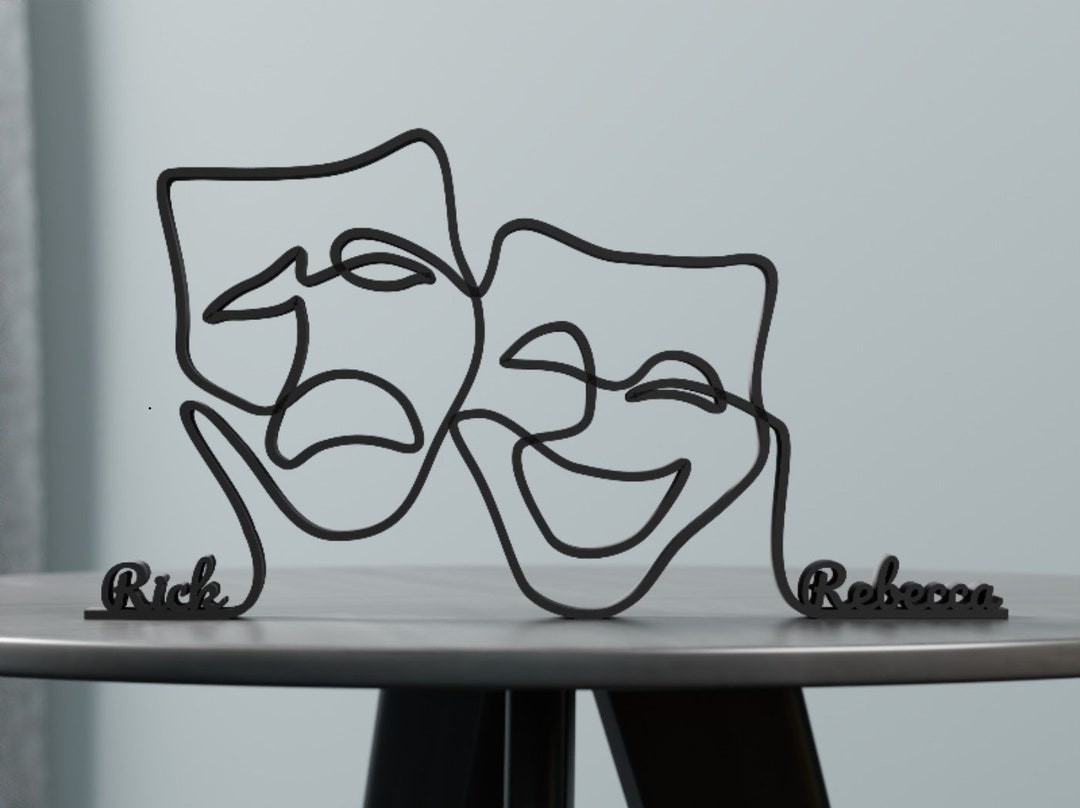 Theatre Mask, Minimalist Art Sculpture, Customized Theatrical Gift Idea ...