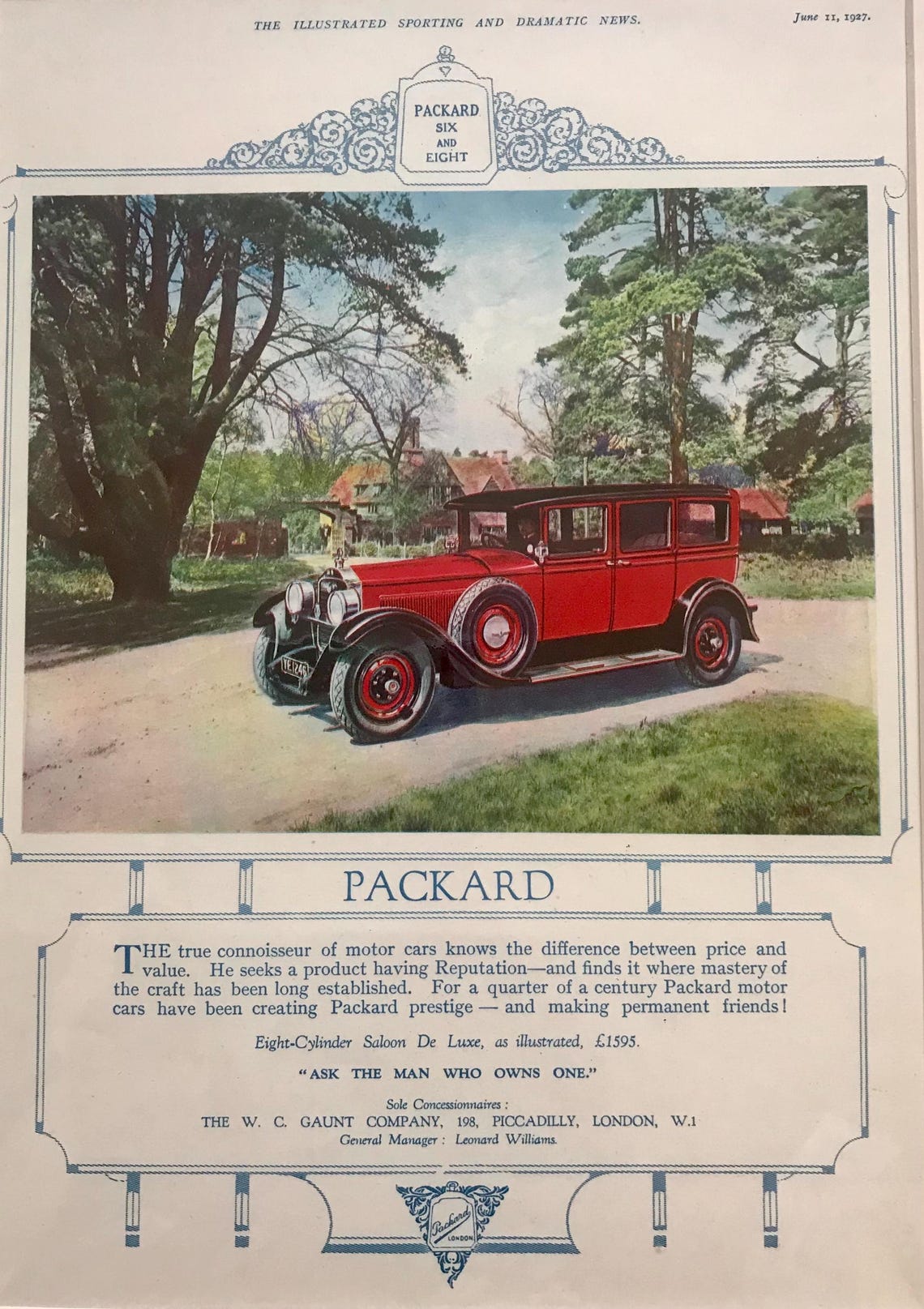 Original Vintage Advert. Packard Six and Eight Car 1927 - Etsy