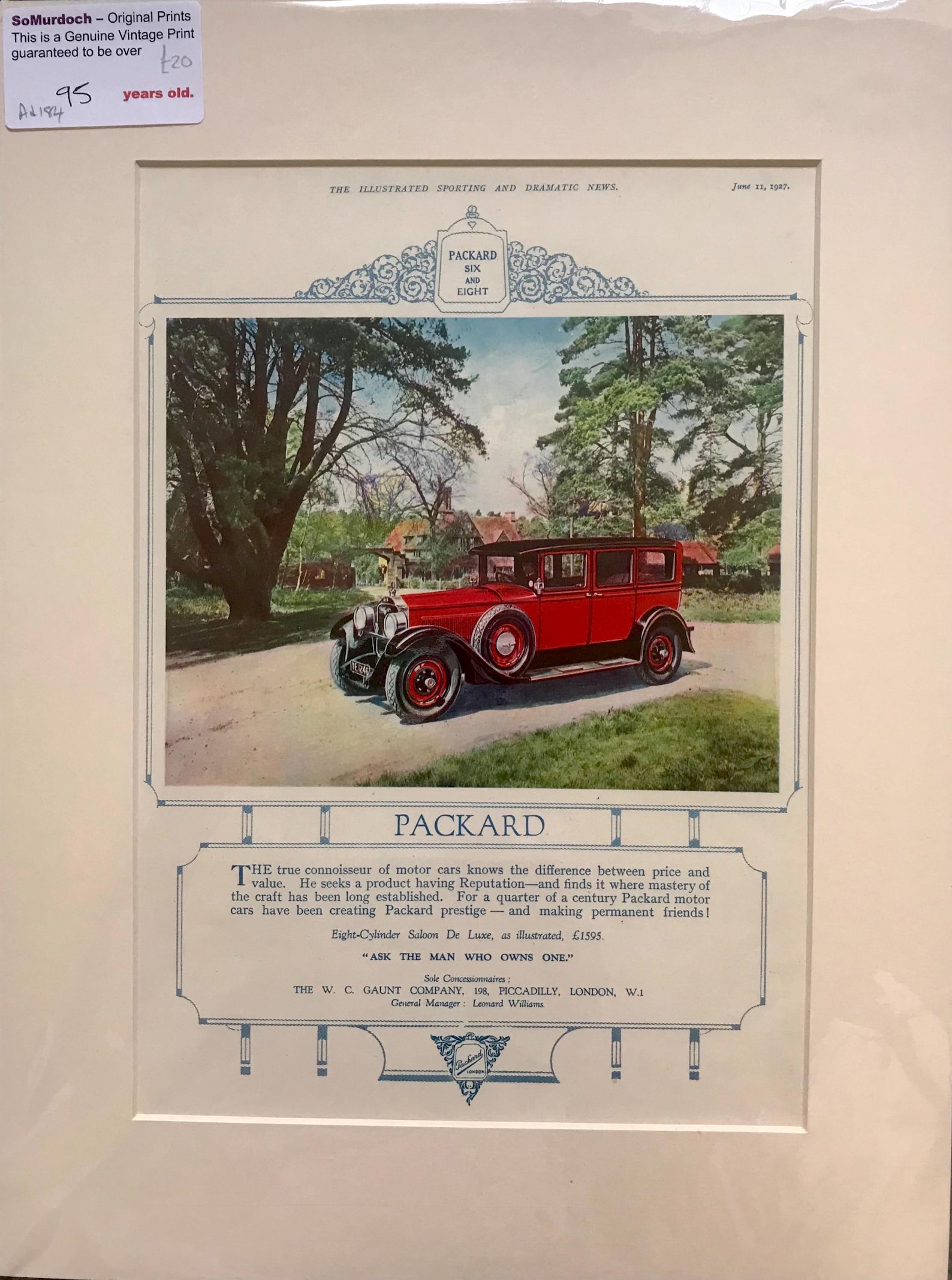 Original Vintage Advert. Packard Six and Eight Car 1927 - Etsy