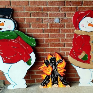 Snowman and Snowwoman by Fire - Etsy