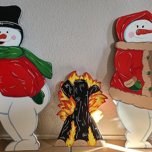 Snowman and Snowwoman by Fire - Etsy