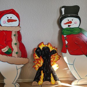 Snowman and Snowwoman by Fire - Etsy