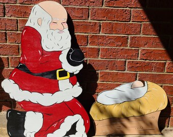 Outdoor Kneeling Santa Yard Art - Etsy