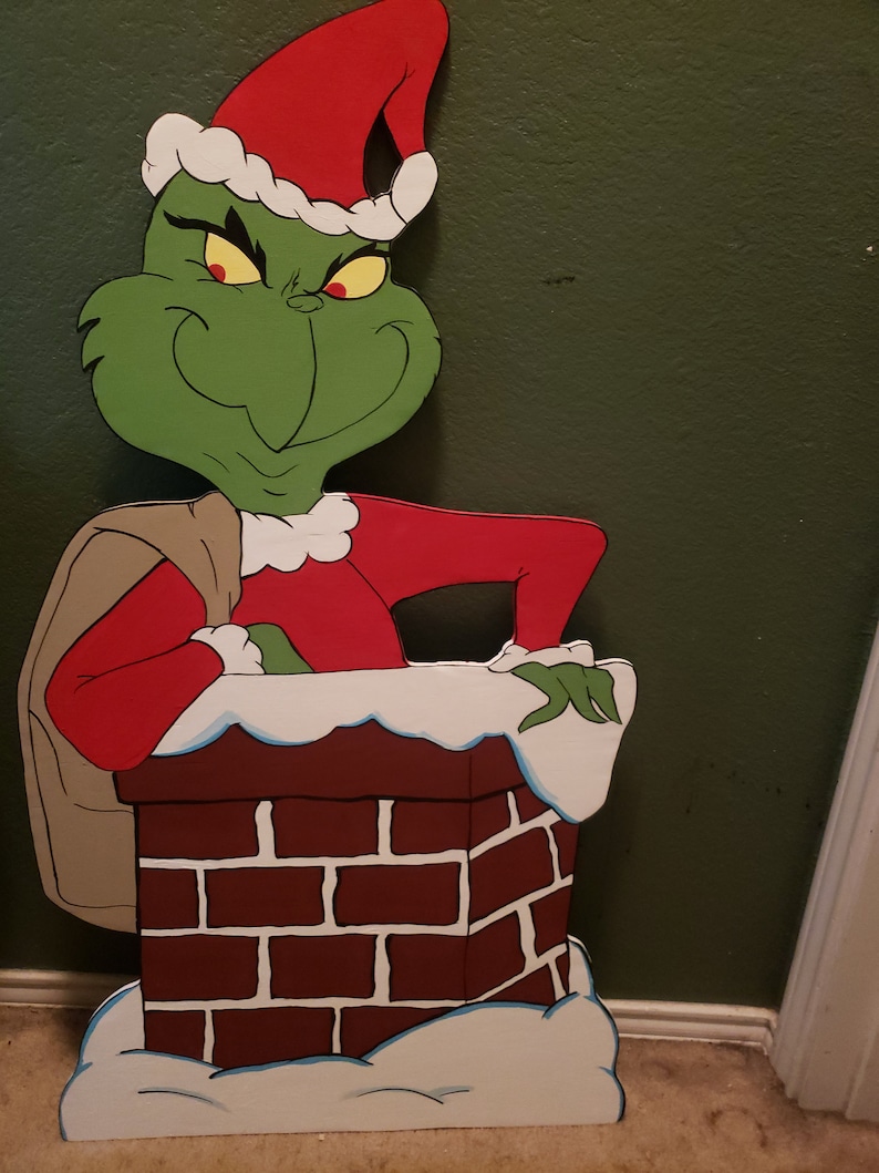 Chimney Grinch Wood Cut Out - Etsy