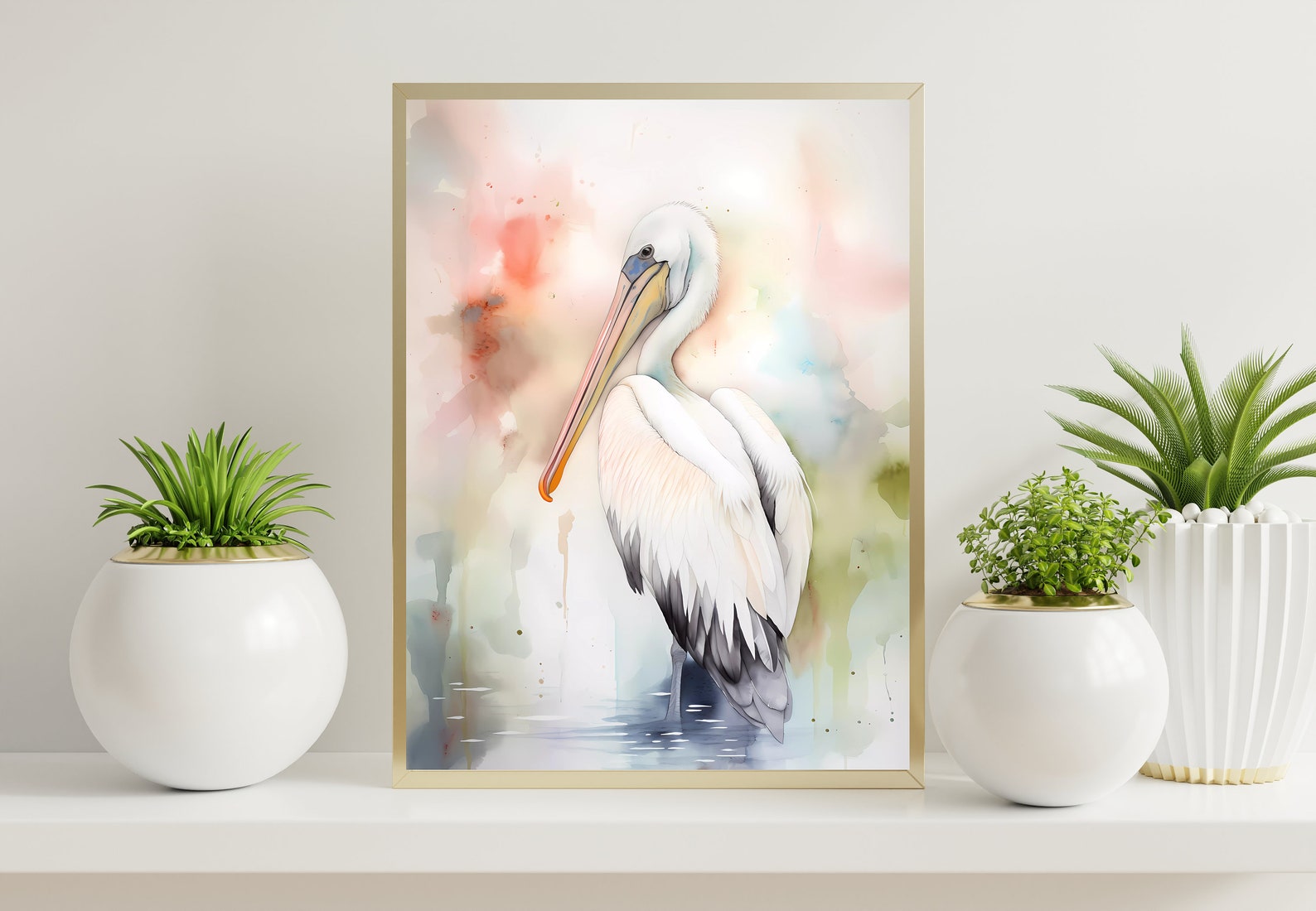 Watercolor Pelican Printable Wall Art Coastal Decor Pelican Art Coastal ...