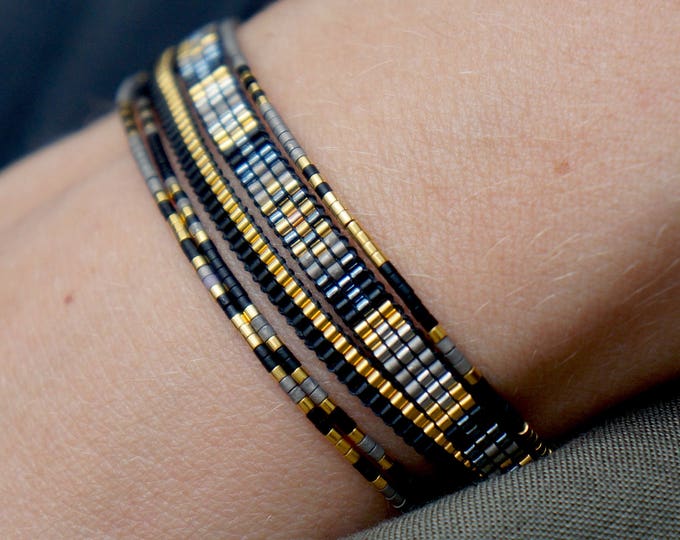 Set of 5 Miyuki Beaded Bracelets Handmade - Gold Plated Lobster Clasp ...