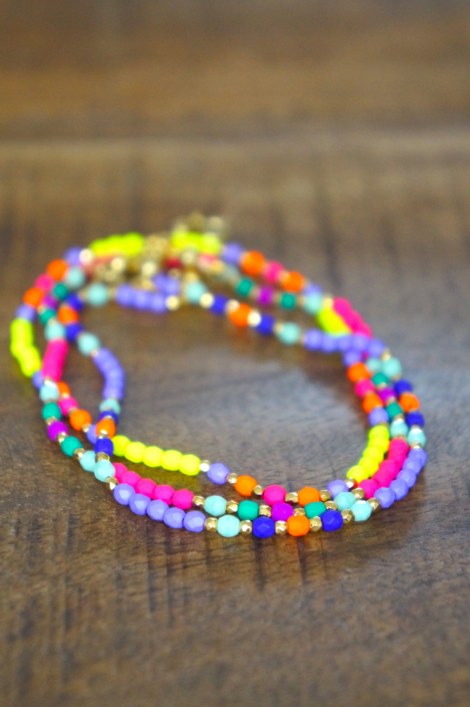 Neon Anklet With Fire Polished Beads With a Gold Plated | Etsy