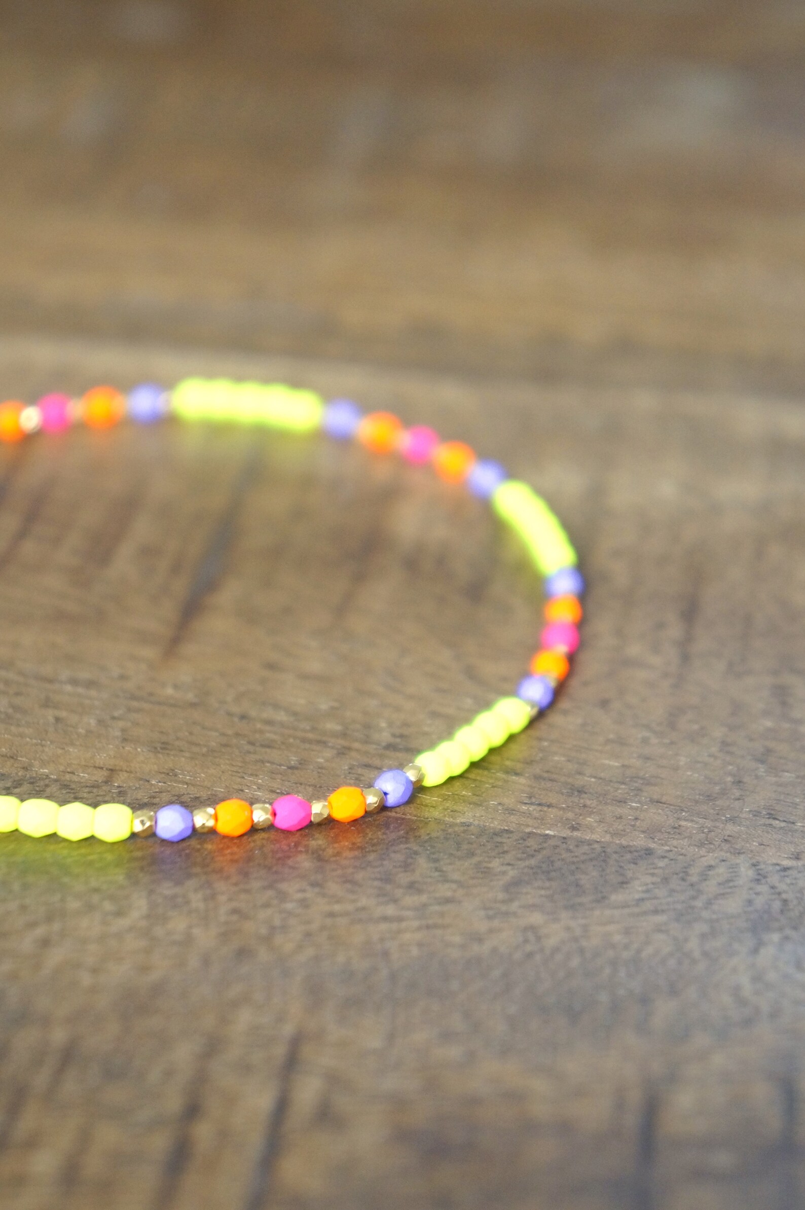Neon Anklet With Fire Polished Beads With a Gold Plated | Etsy