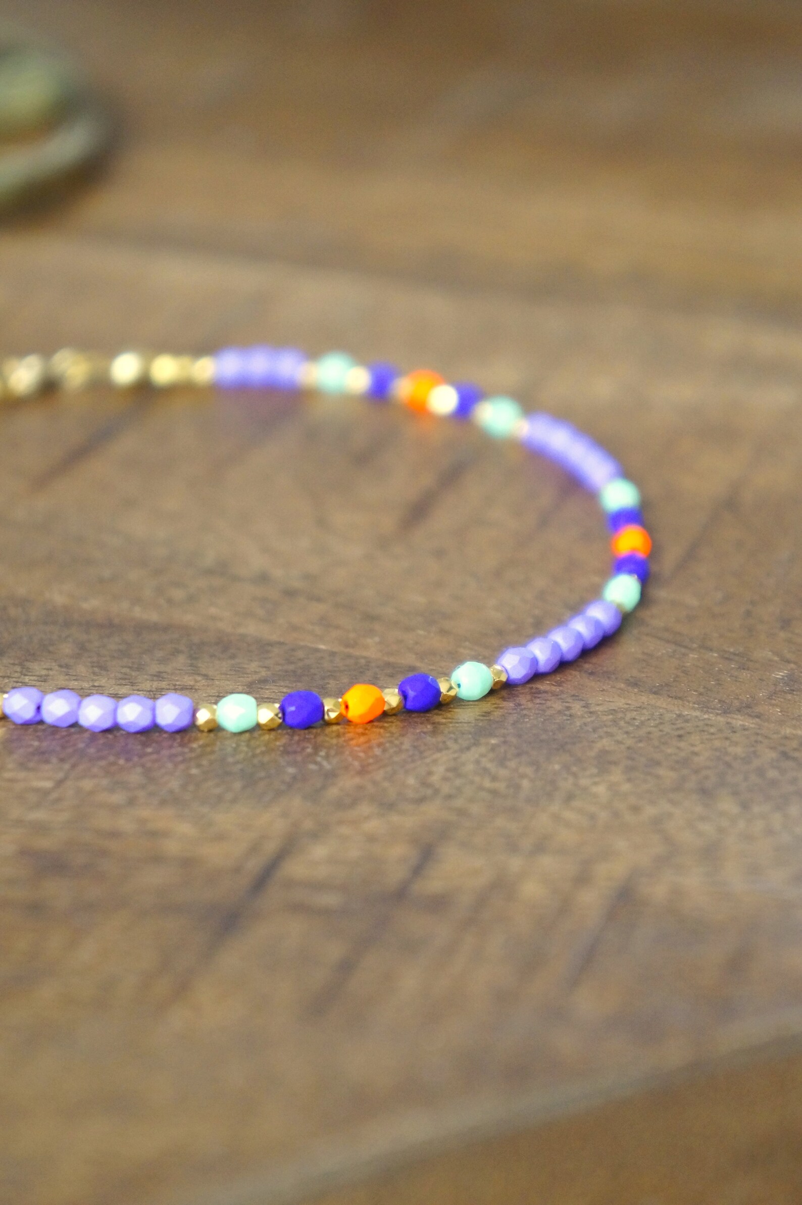 Neon Anklet With Fire Polished Beads With a Gold Plated | Etsy