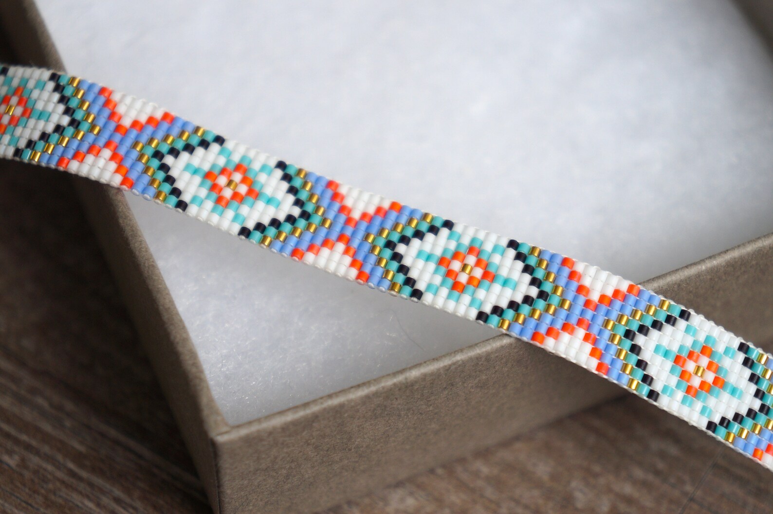 Miyuki Beaded Bracelet Aztec Pattern Beadloom Bracelet - Etsy