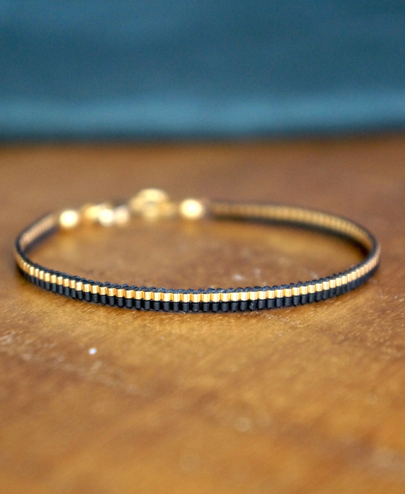 Tiny Beaded Bracelet Gold Beads Bead Loom Bracelet Miyuki - Etsy