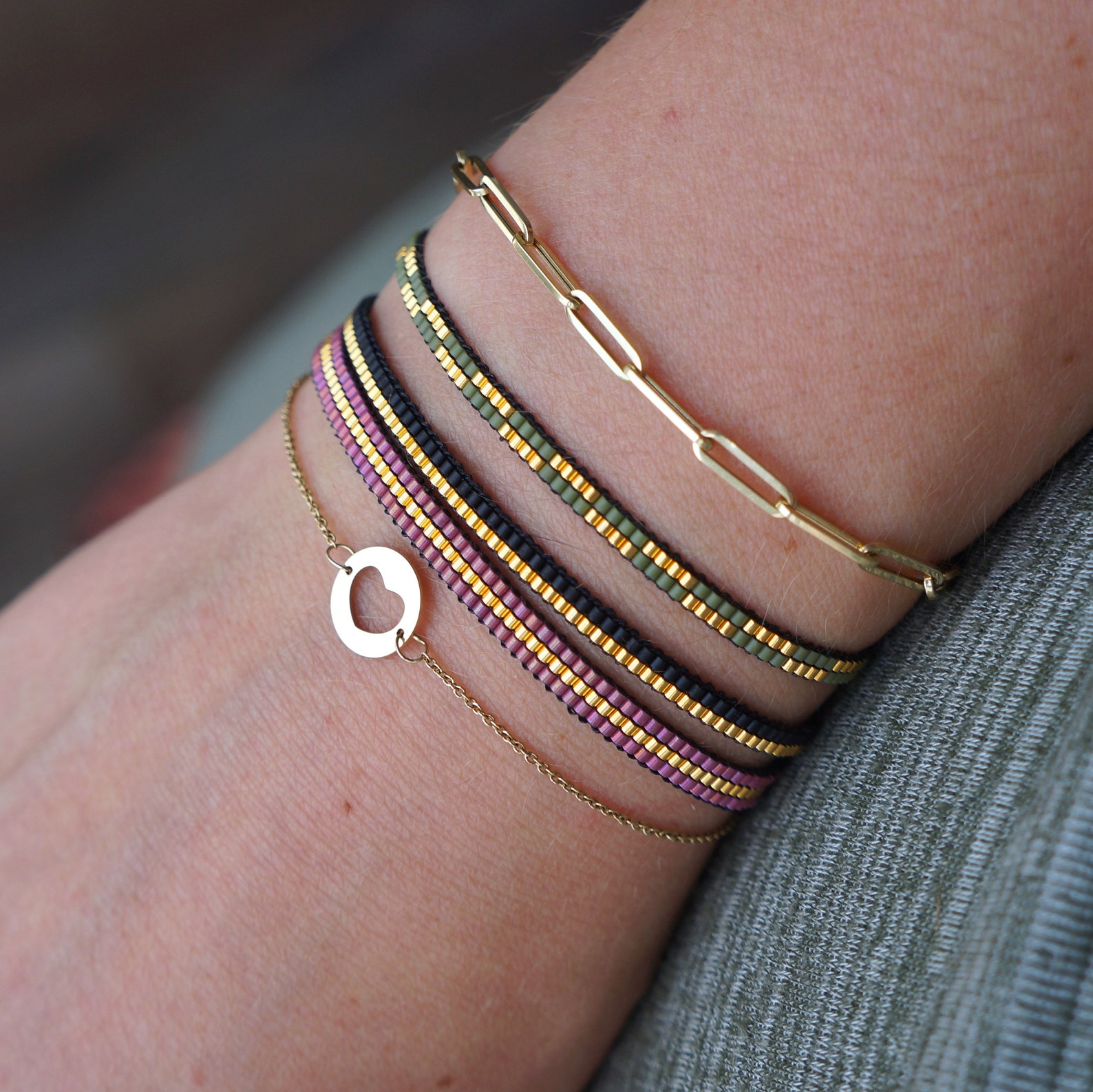 Dainty Miyuki Beaded Bracelet Gold Beads Fine Beaded | Etsy