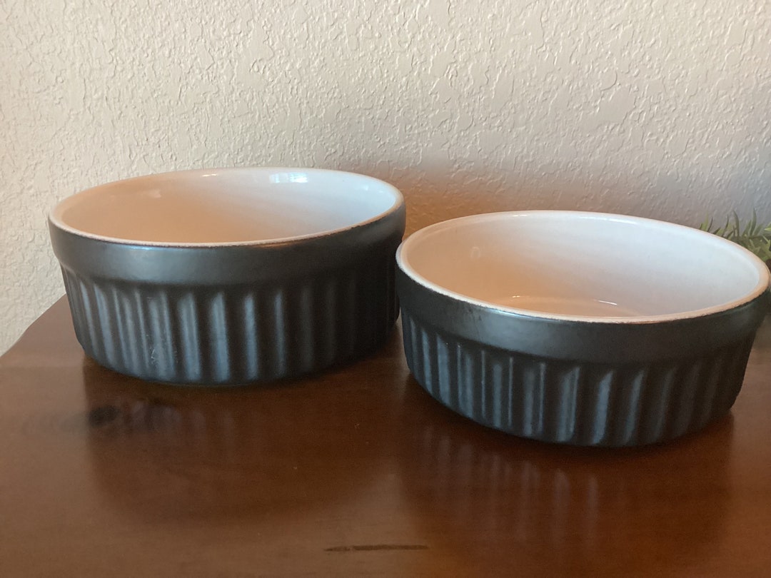 Pair of Matte Black Ribbed Casserole/soufflé Baking Dishes Made in ...