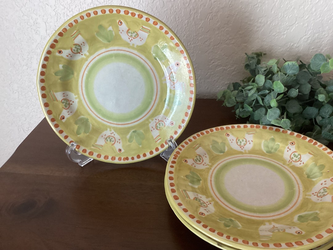 Set of 3 Vietri CAS Chartreuse Chicken 8 Plates Made in Italy ...
