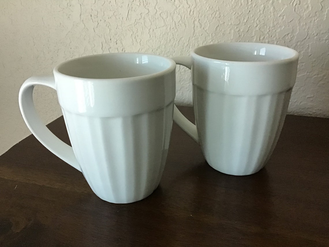 Corning Ware French White 4 1/4 Mugs Pair Vintage - Etsy