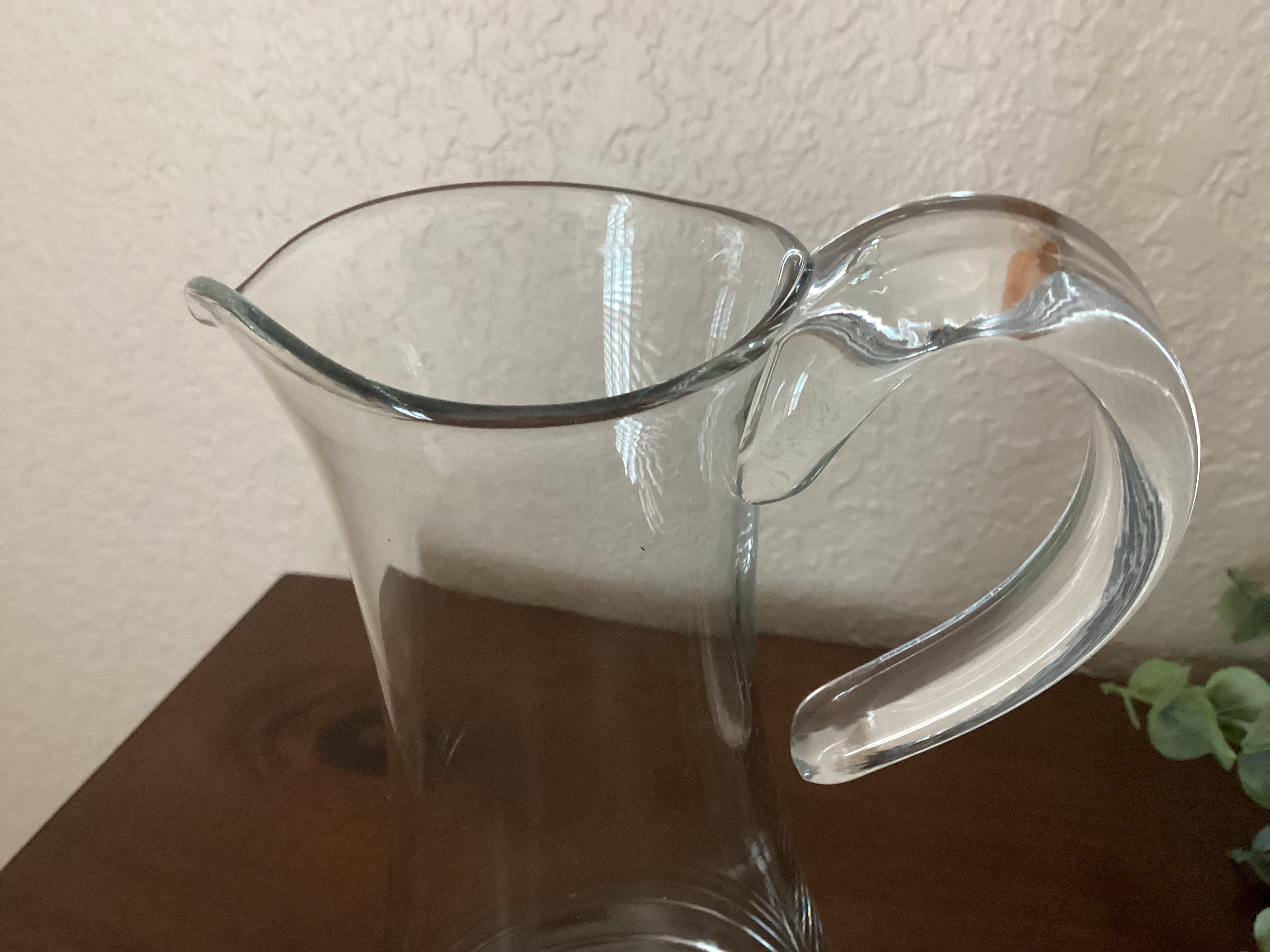 Mcm Clear Glass Pitcher Heavy Base Danish Modern Design 16 Ounce ...