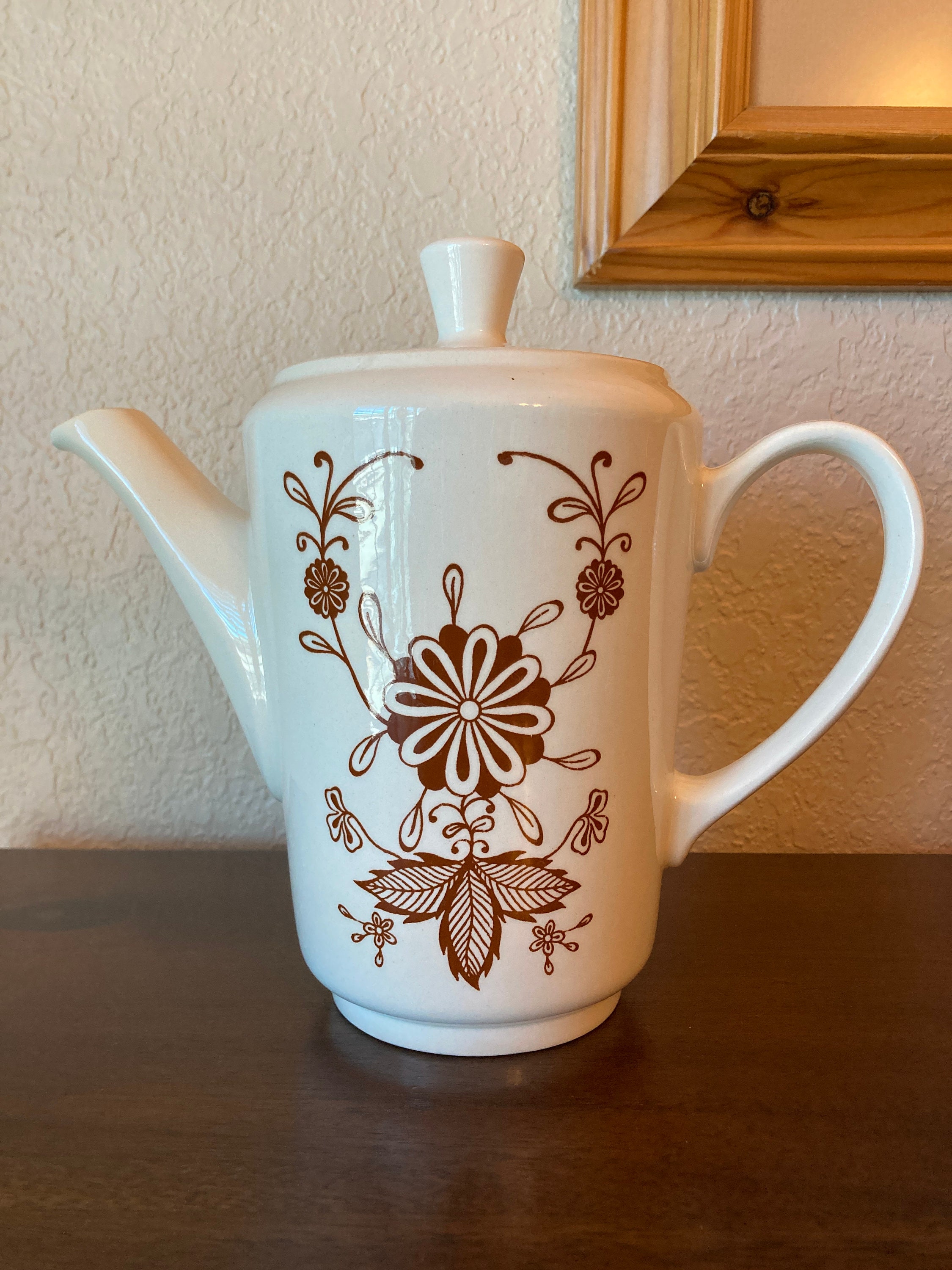 Vintage Anfora Pottery Mexico Puebla Brown Coffee/tea Pot With Lid - Etsy