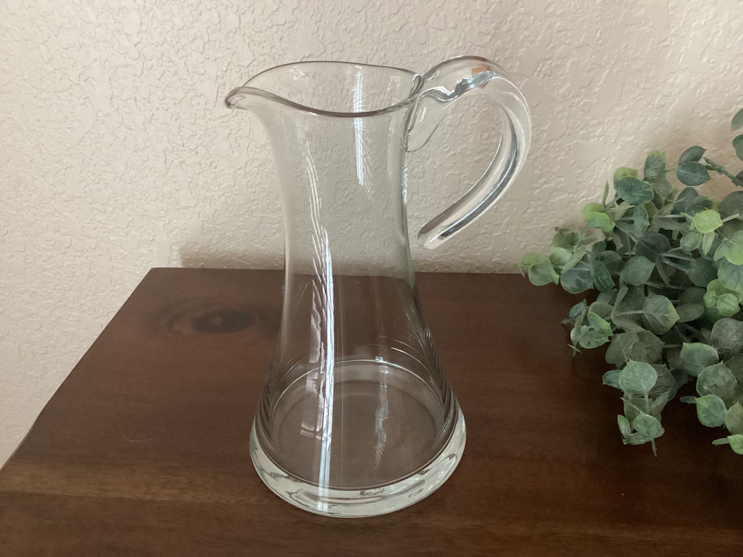 Mcm Clear Glass Pitcher Heavy Base Danish Modern Design 16 Ounce ...
