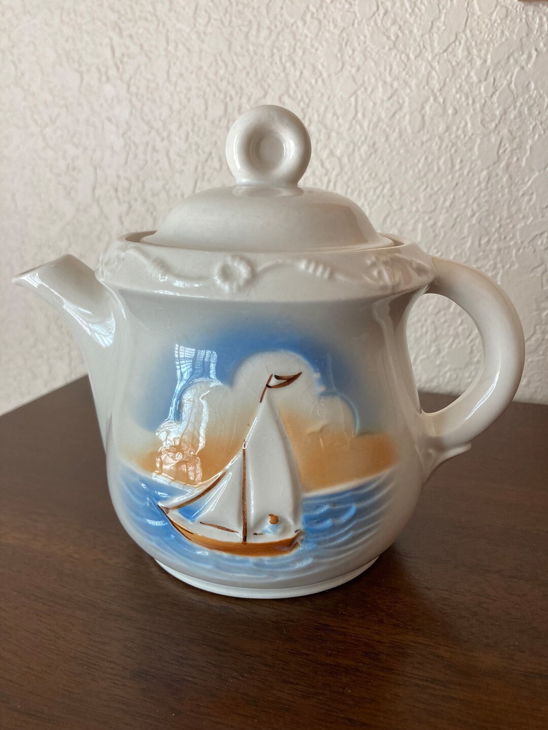 Vintage Porcelier Nautical Teapot Single Sailboat - Etsy