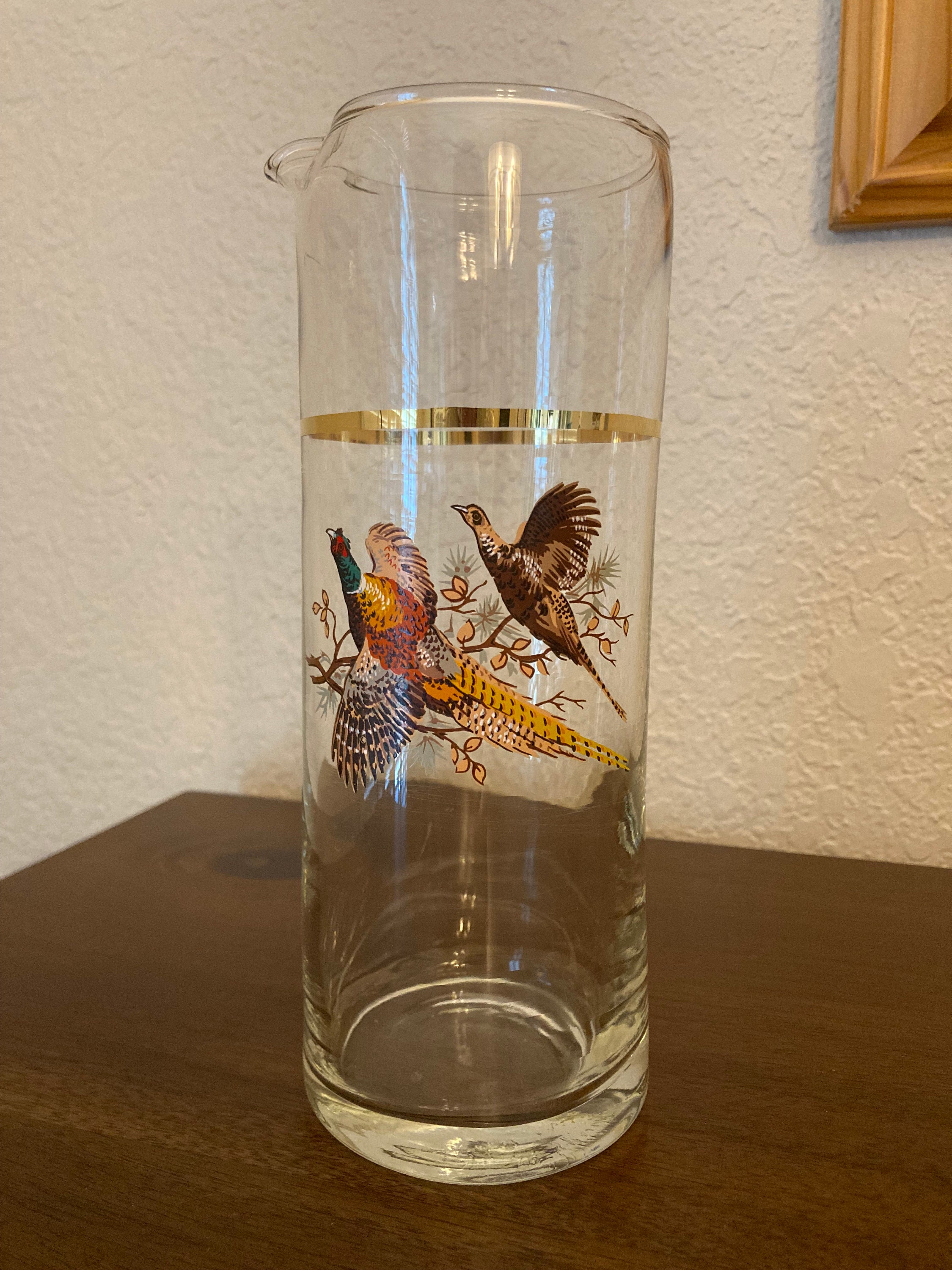Martini Pitcher West Virginia Glass Pheasants Scene 70’s Vintage Bonus ...