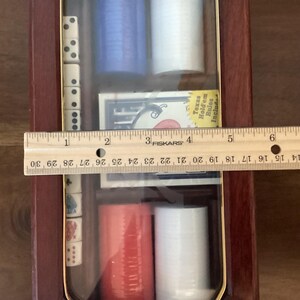 Vintage Bicycle Executive Poker Set, Wood Box With Glass Top, Chips ...