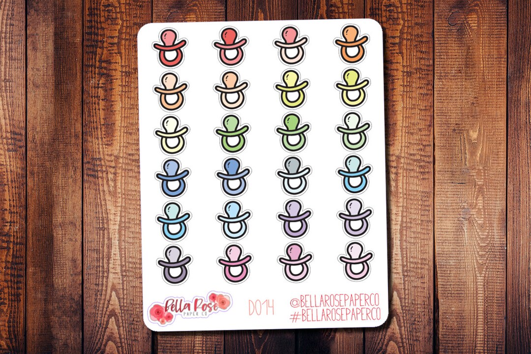 Pacifier Baby Doodle Icon Planner Stickers, Baby Stickers, Doodle Icon ...
