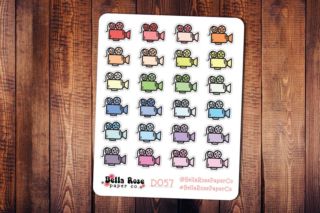 Film Camera Doodle Icon Planner Stickers, Movie Stickers, Doodle Icon ...