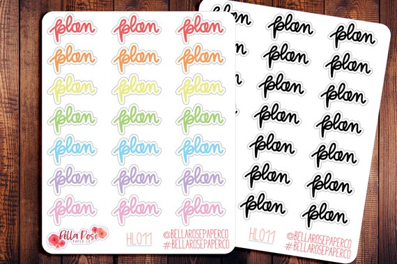 Plan Hand Lettering Planner Stickers Planning Sticker Hand | Etsy