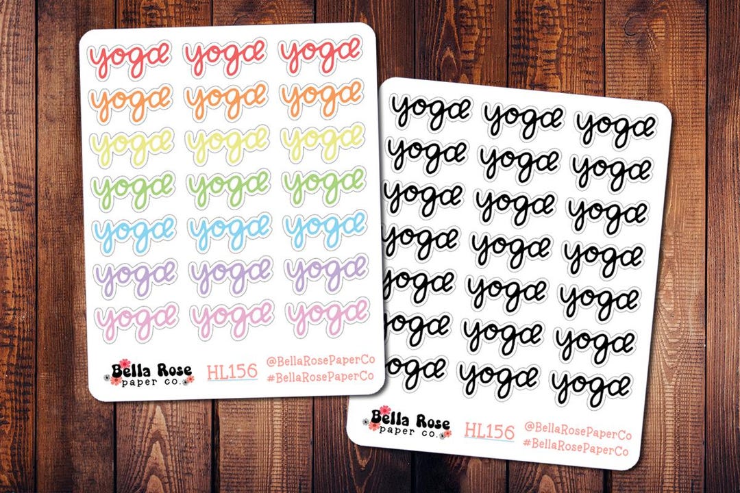Yoga Lettering Planner Stickers, Script Stickers, Gifts for Her, BUJO ...