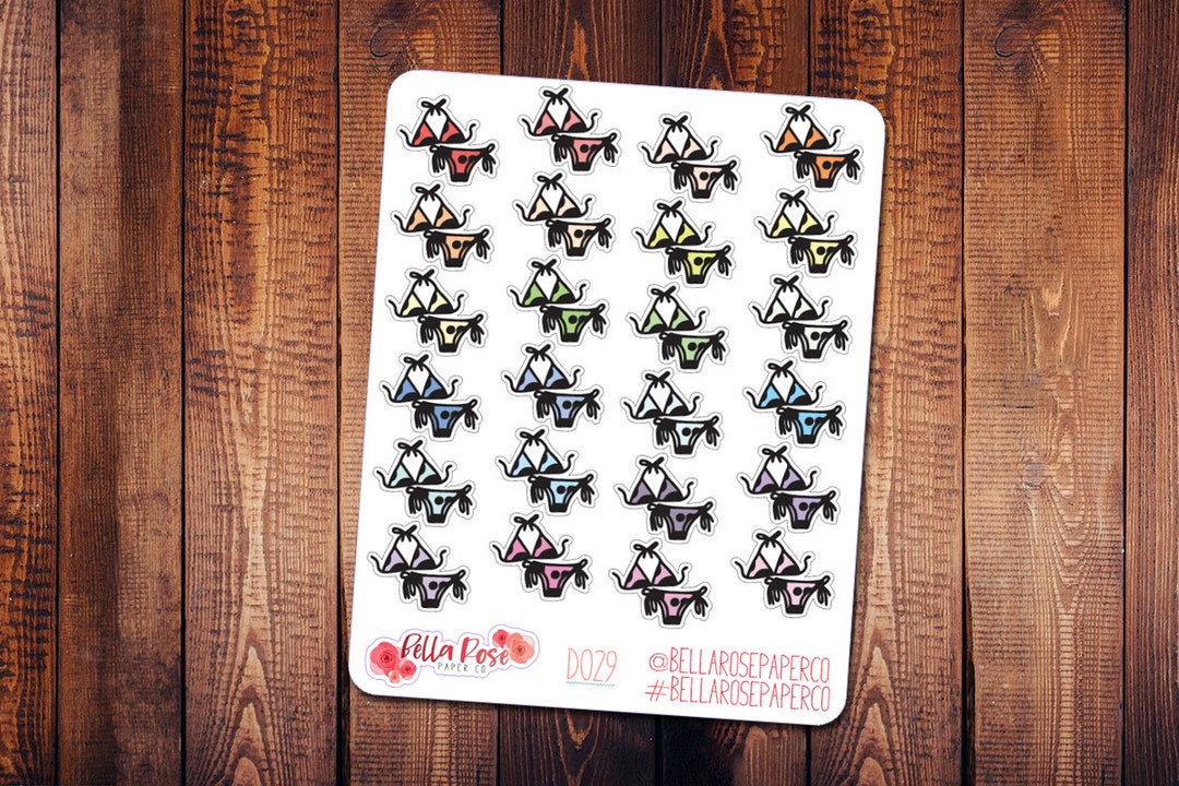 Bikini Doodle Icon Planner Stickers, Swimsuit Stickers, Doodle Icon ...