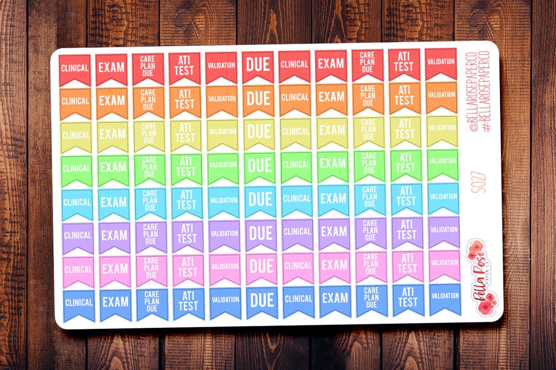 Nursing Student Mini Flags Planner Stickers, for Use in Erin Condren ...