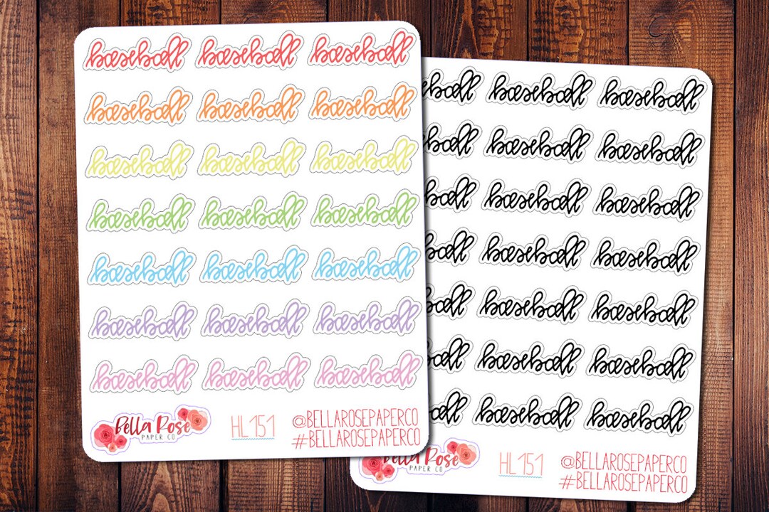 Baseball Hand Lettering Planner Stickers, Script Stickers, Sports ...