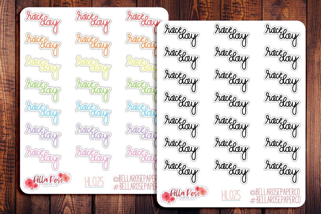 Race Day Hand Lettering Planner Stickers, Racing Sticker Hand Drawn ...