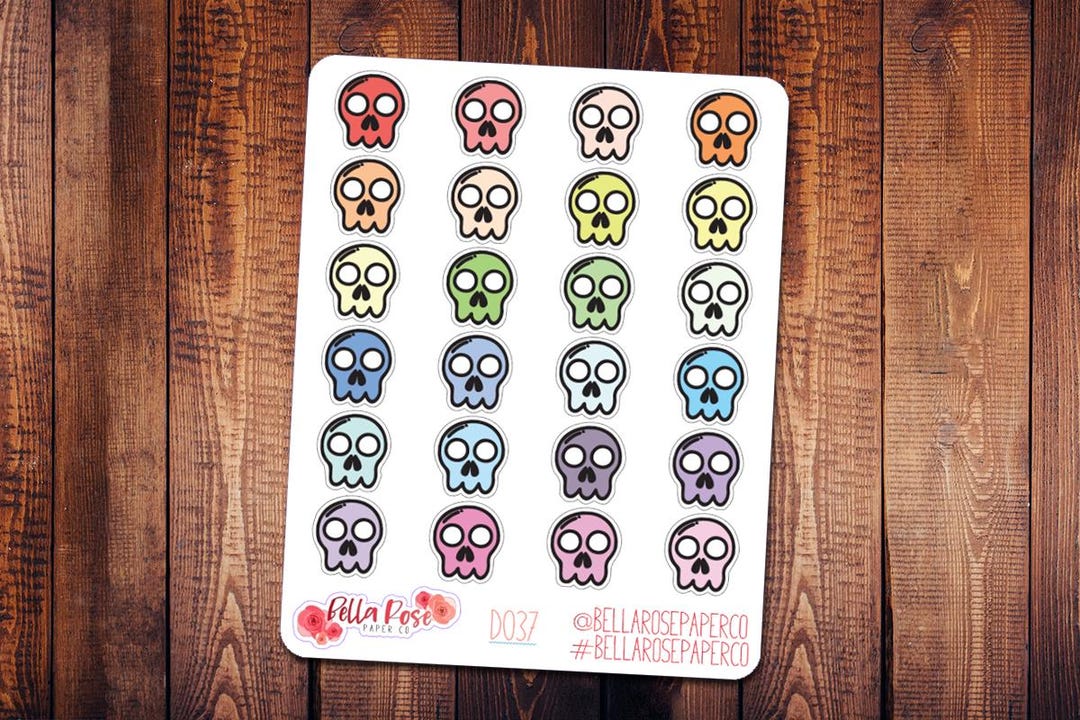 Skull Doodle Icon Planner Stickers, Halloween Stickers, Doodle Icon ...