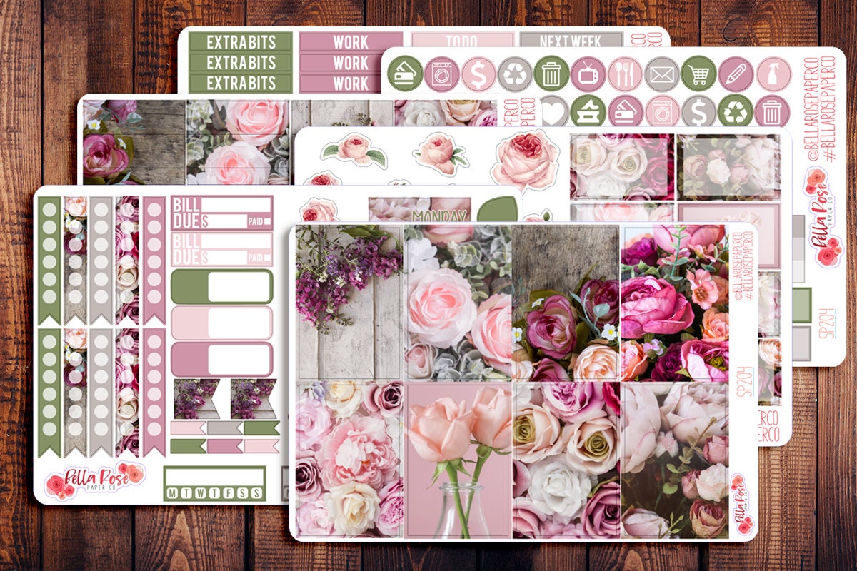 Vintage Floral Photo Planner Sticker Kit for use in Erin | Etsy