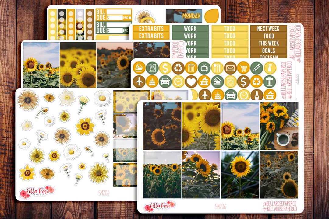 Sunflower Photo Planner Sticker Kit, for Use in Erin Condren Life ...