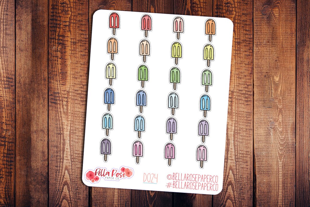 Popsicle Doodle Icon Planner Stickers, Ice Cream Stickers, Doodle Icon ...
