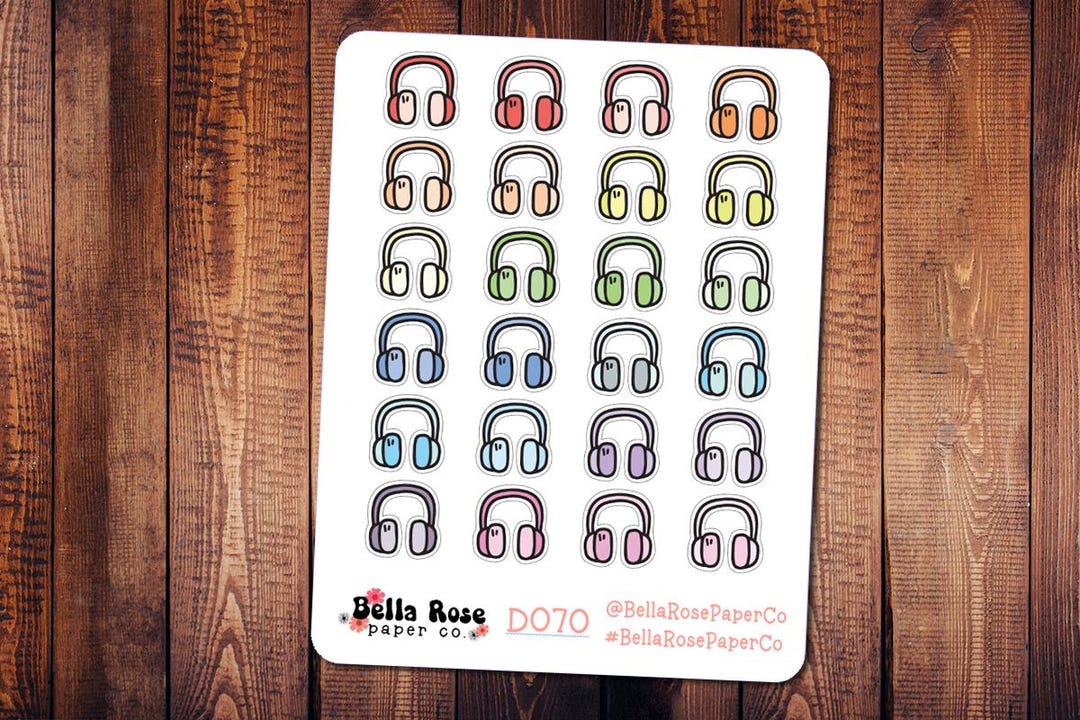 Headphone Doodle Icon Planner Stickers, Music Stickers, Doodle Stickers ...