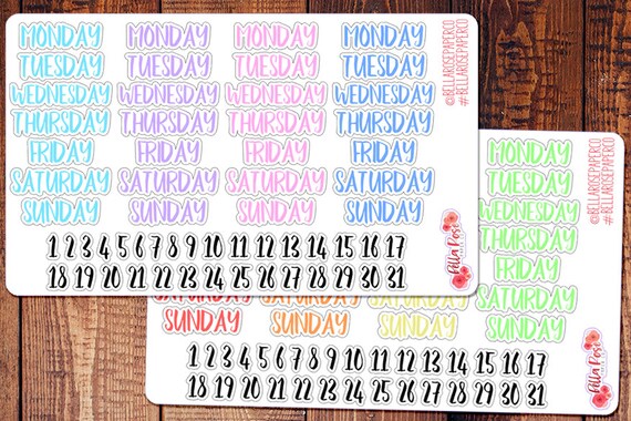 Date Covers/days of the Week Planner Stickers Date Planner | Etsy