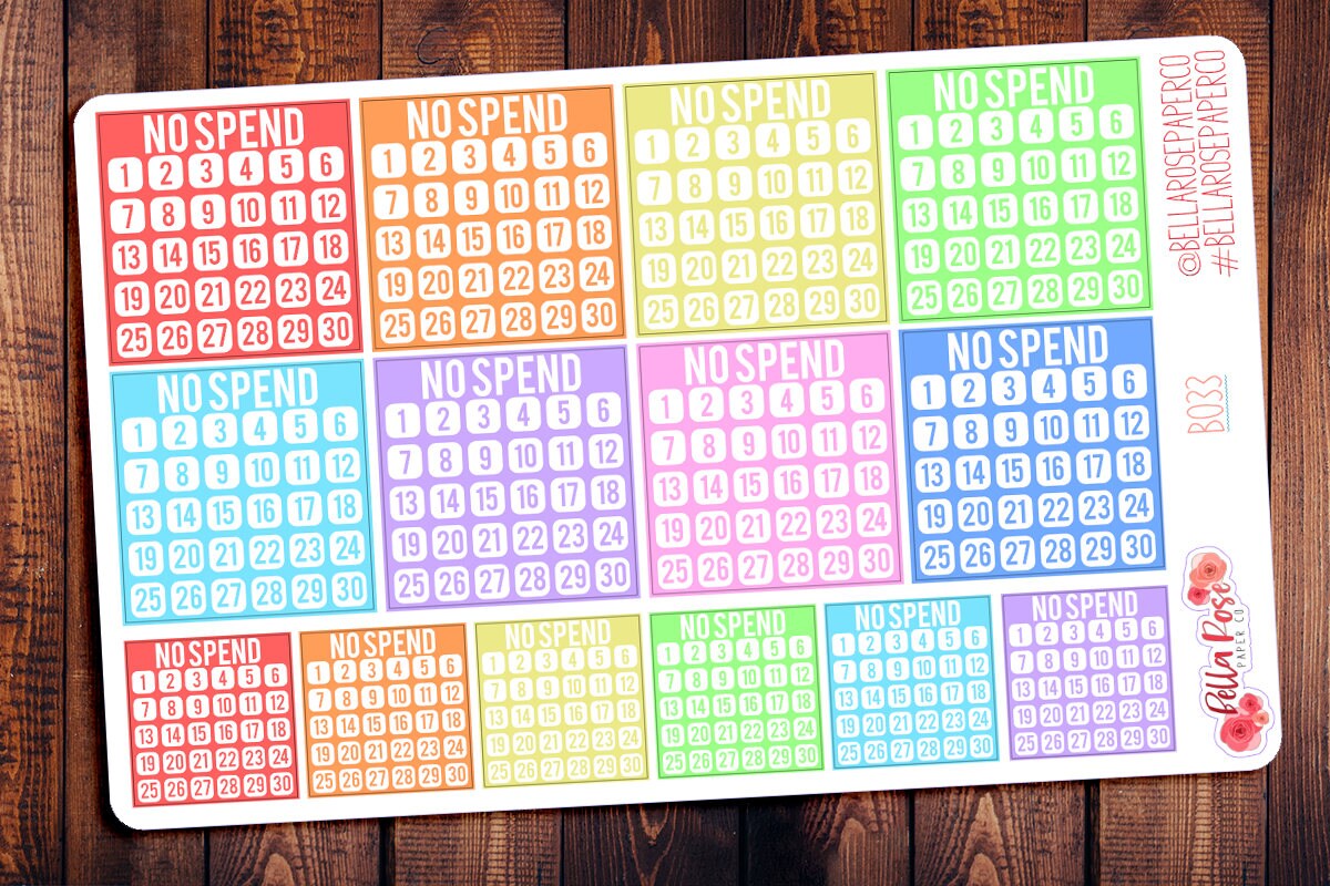 Expense Tracking NO SPEND STICKERS Planner Stickers for Erin Condren ...