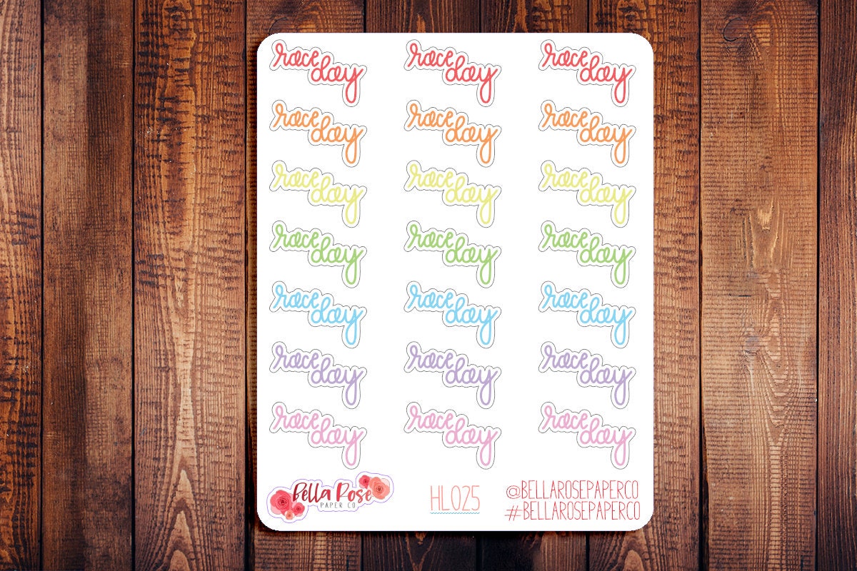 Race Day Hand Lettering Planner Stickers Racing Sticker Hand - Etsy
