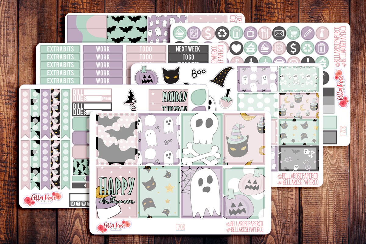 Pastel Halloween Planner Sticker Kit for use in Erin Condren | Etsy