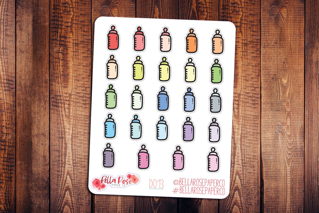 Baby Bottle Doodle Icon Planner Stickers, Baby Stickers, Doodle Icon ...