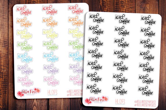 Iced Coffee Lettering Planner Stickers Script Stickers Gifts | Etsy
