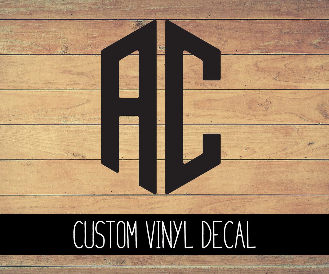 Custom 2 Initial Monogram Vinyl Decal, Yeti Decal, Truck Decal, Vinyl ...