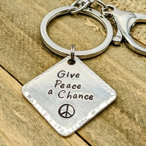 Give Peace a Chance Keychain~peace Sign Keychain~peace Key Ring ...