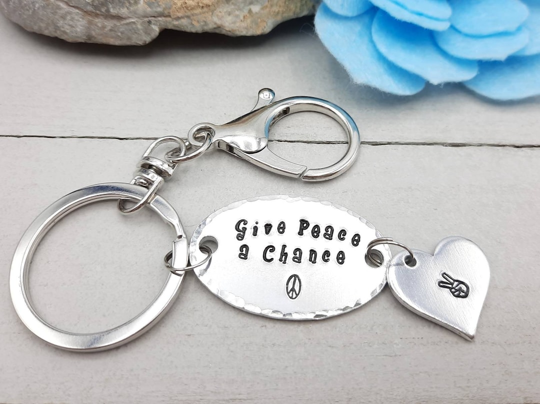 Give Peace a Chance Keychain~peace Sign Keychain~peace Key Ring ...
